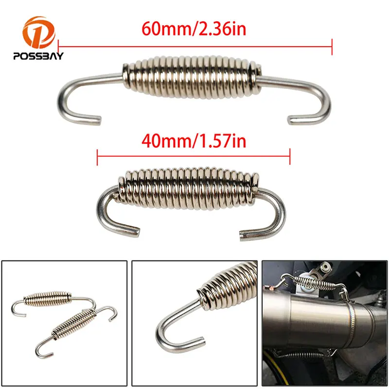 2pcs 60mm 오토바이 배기 파이프 회전식 머플러 장착 스프링 후크 전면 중간 연결 링크 파이프 범용 액세서리