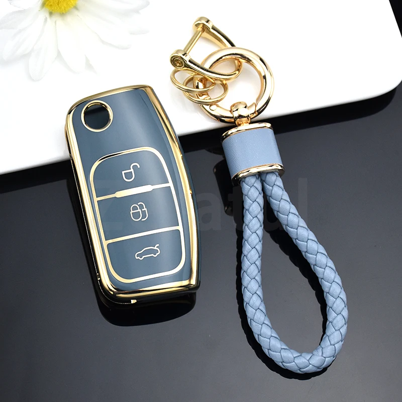 Shell Fob TPU Car Soft Folding Key Case Holder Full Cover For Ford ...