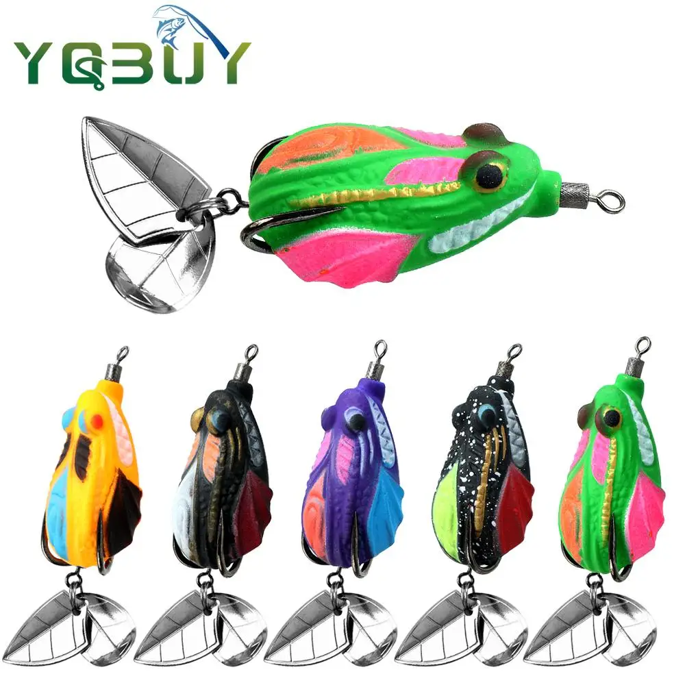 Fishing Lure 4.5cm/7.2g Soft Frog with Double Blood Hooks TopWater Frog ...