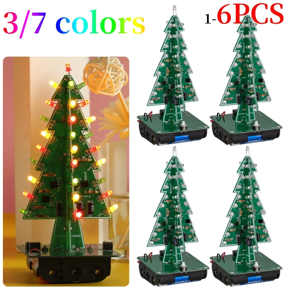RGB-LED-Flashing-Christmas-Tree-DIY-Kits-Electronics-Soldering-Colorful ...