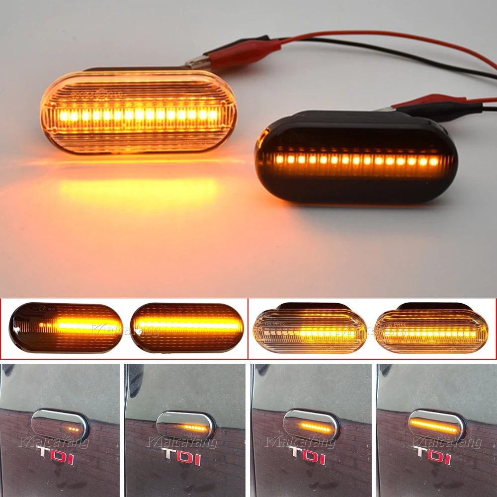 2pc Dynamic Led Turn Signals Side Marker Light Lamp For Vw Volkswagen ...