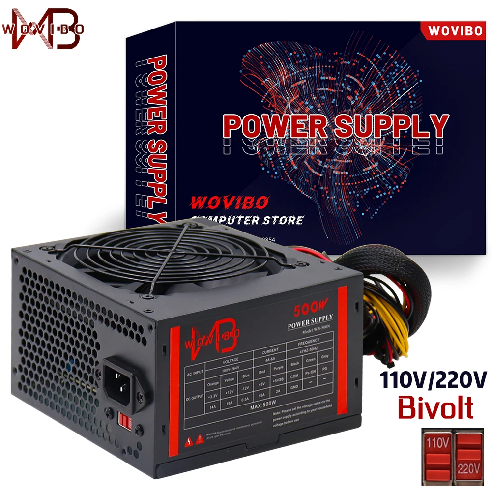 Pc Power Supply Psu Rated 500w For Atx Computer Case Gaming 120mm Fan ...