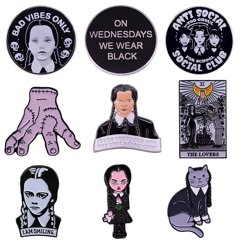 Addams Family Enamel Pin I am Smiling Wednesday Gothic Dark Healing ...