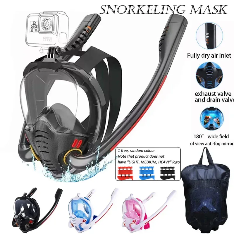 Full-Face-Snorkeling-Mask-Double-Tube-Dry-Top-Snorkeling-Diving ...