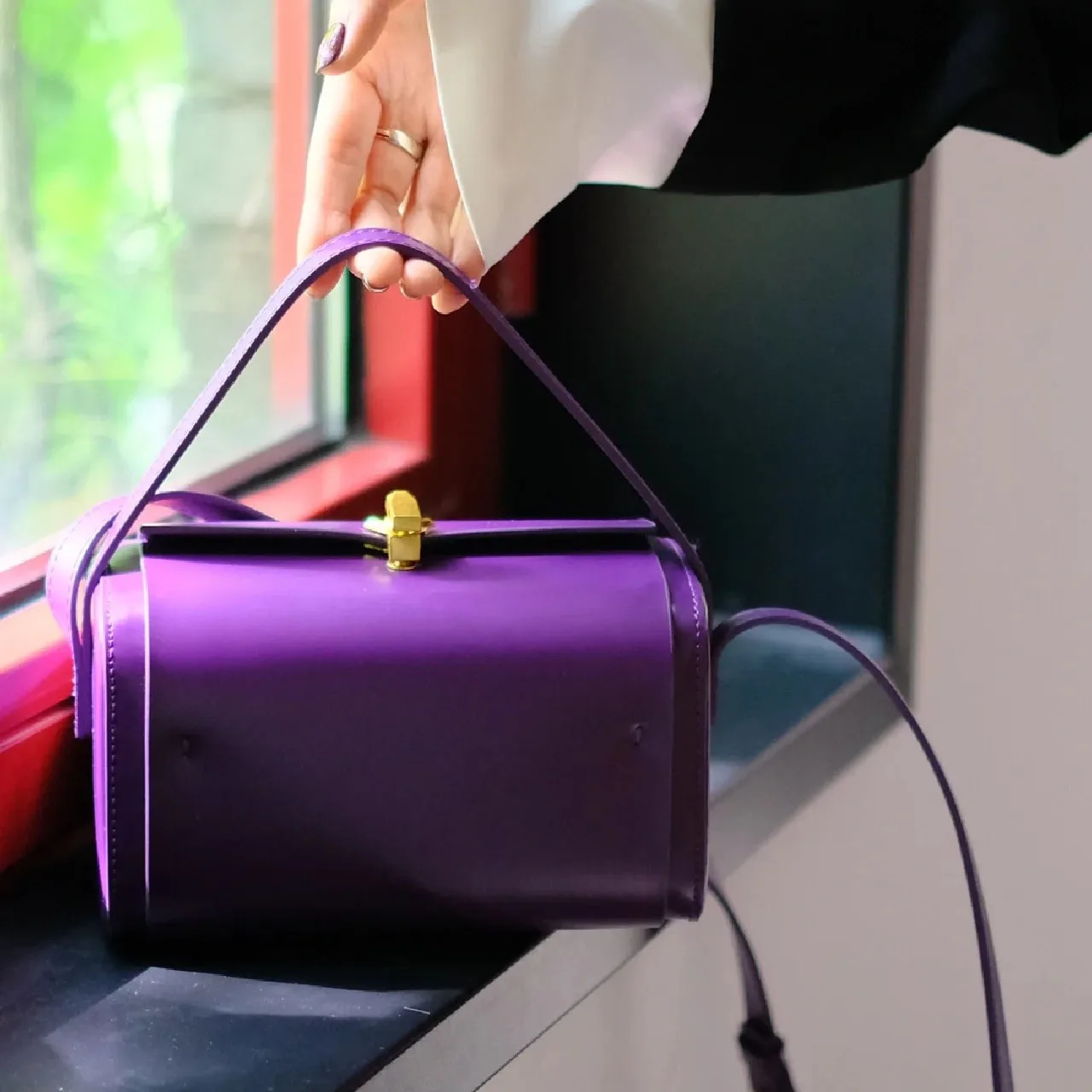 Raspberry-Purple-Boston-Box-Bag-2024-New-Fashion-Lock-Handheld-Small ...