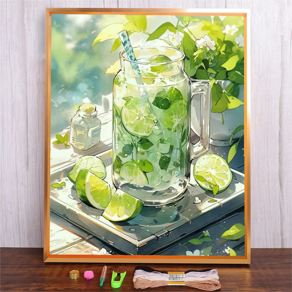 Embroidery-Starter-Kit-For-Adult-Beginner-With-Summer-Lemon-Scenery ...