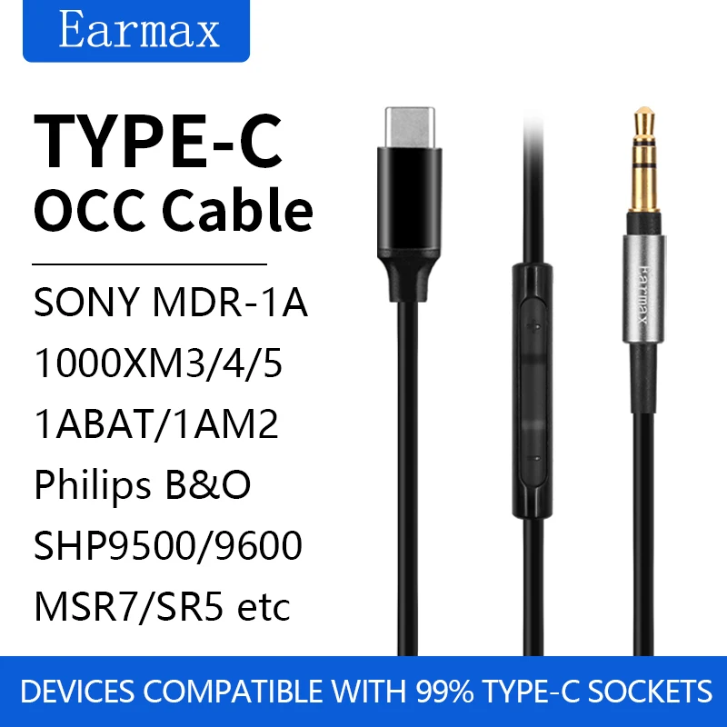 교체 가능한 TYPE-C MDR 업그레이드 케이블, 소니 MDR-1A 1000XM3 XM4 1AM2 MSR7 SR5 이어폰 ...