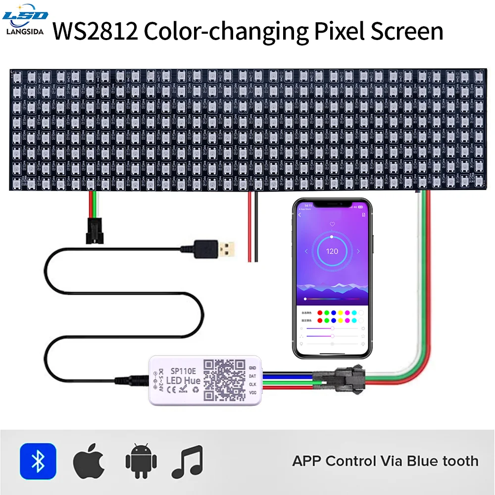 WS2812B Matrix Screen, Individually Addressable LED Panel (4×12 8×8 16× ...