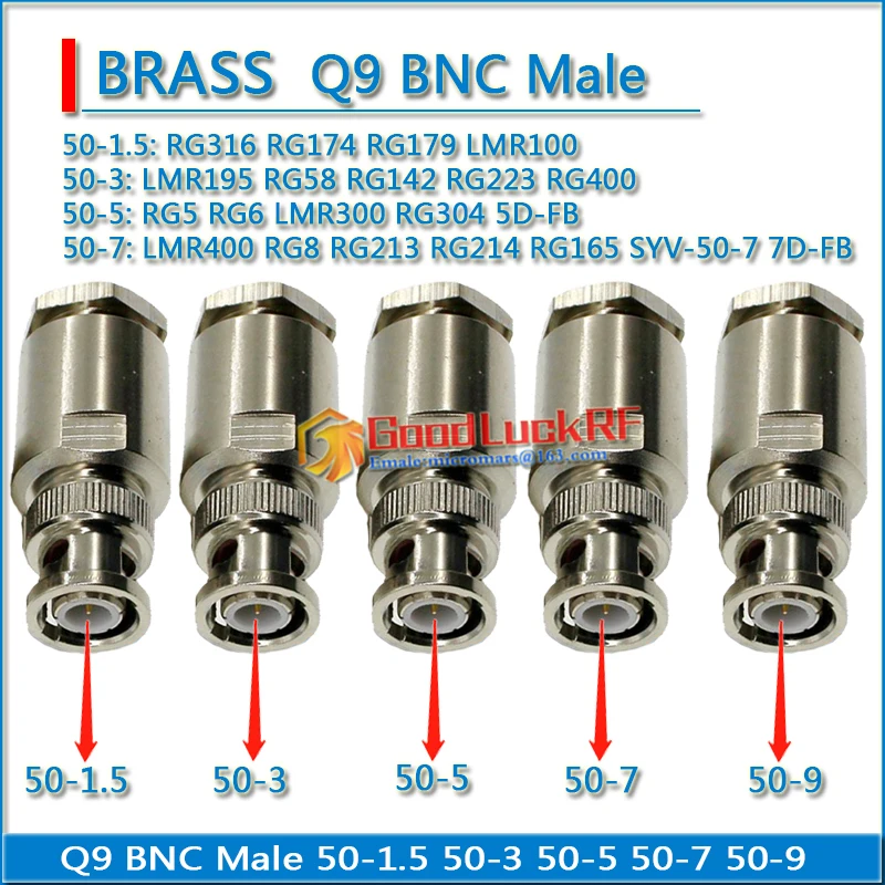 Q9-BNC-Male-RG316-RG174-RG179-LMR100-RG58-RG142-RG223-RG400-LMR195-RG5 ...