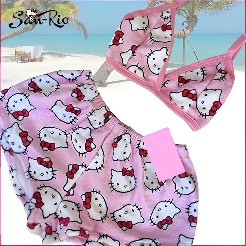 2-szt-Hello-Kitty-pi-ama-spodnie-Sanrio-Cartoon-damskie-spodenki-domowe ...