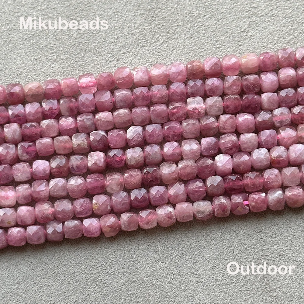 Cuentas-sueltas-cuadradas-facetadas-de-turmalina-Rosa-Natural-para-la ...