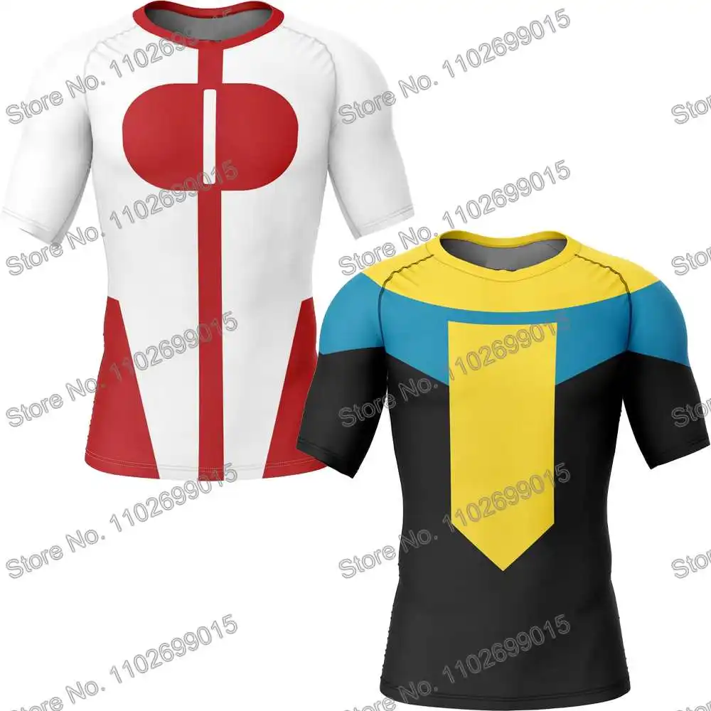 Invincible-Surf-Clothing-BJJ-MMA-Men-Rash-Guard-Short-Sleeve-Diving-T ...