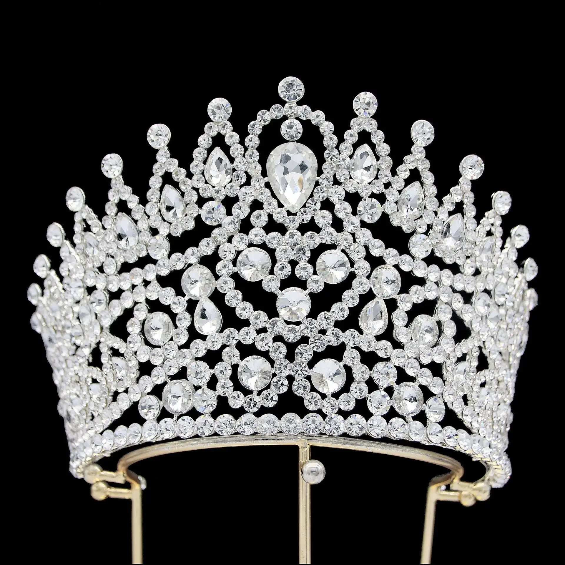 Corona-de-Tiara-de-cristal-de-oro-y-plata-completa-corona-de-desfile ...