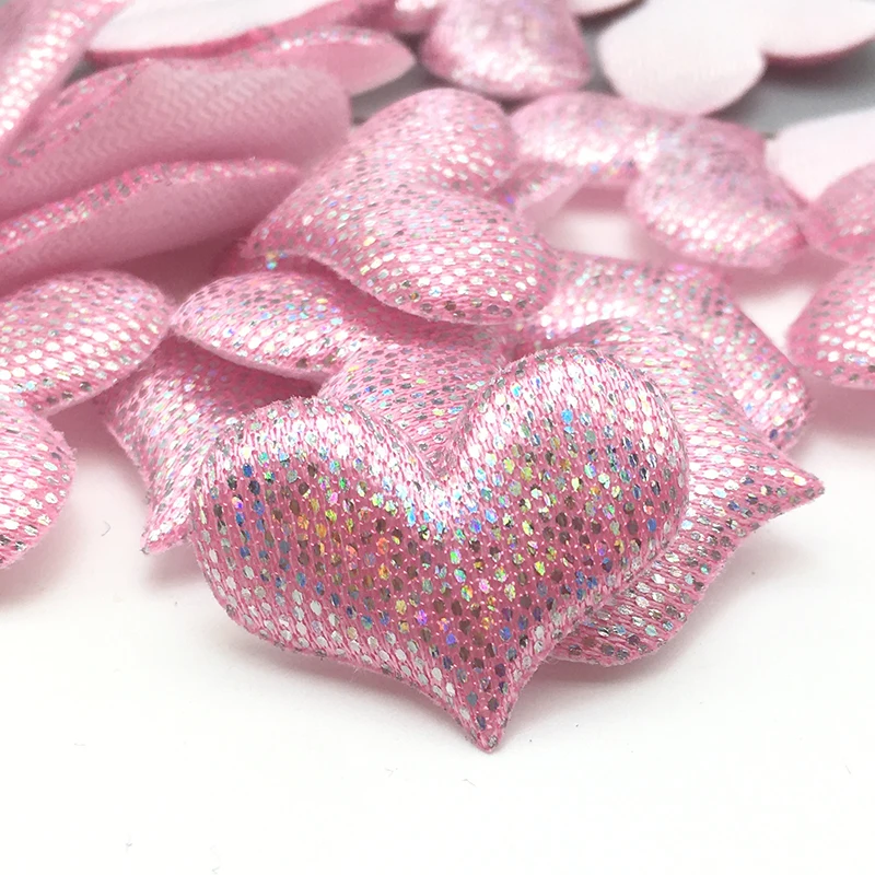 100Pcs-24-18mm-Padded-Glitter-Cloth-Heart-Appliques-for-DIY-Hat-Clothes ...