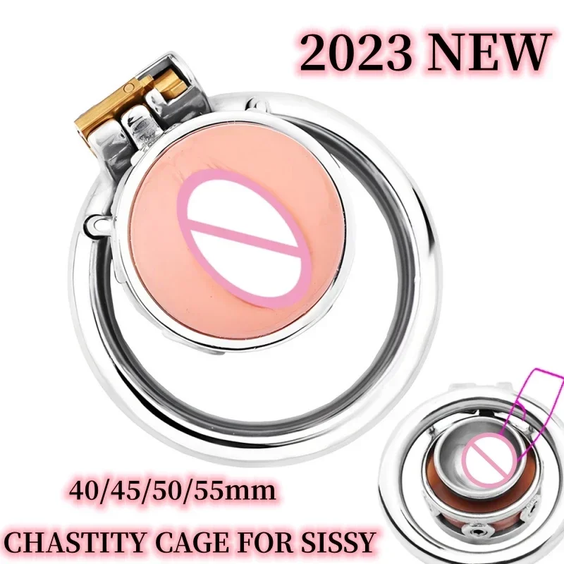New-Simulation-Silicone-Vagina-Chastity-Cage-for-Sissy-with-Urinal-Support-Stainless-Steel ...