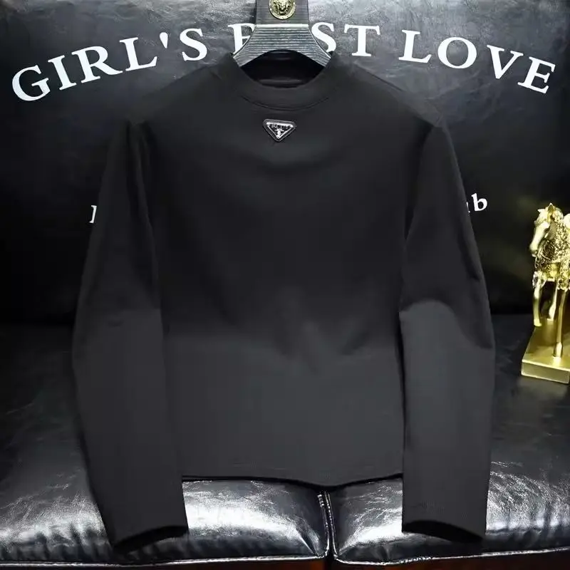 New-High-end-Triangle-Logo-Round-Neck-Long-Sleeved-T-shirt-for-Men ...