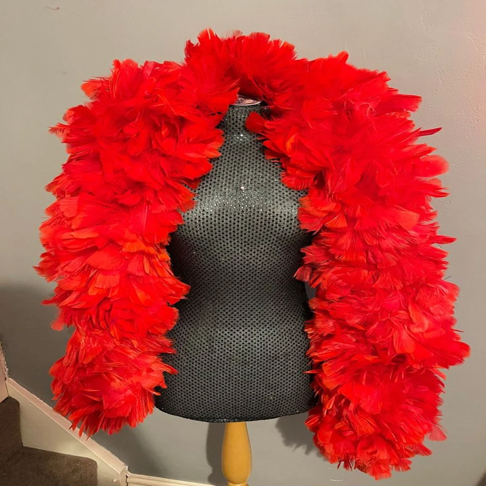 200 Grams Red Turkey Feather Boa High Quality Marabou Feathers Scarf ...