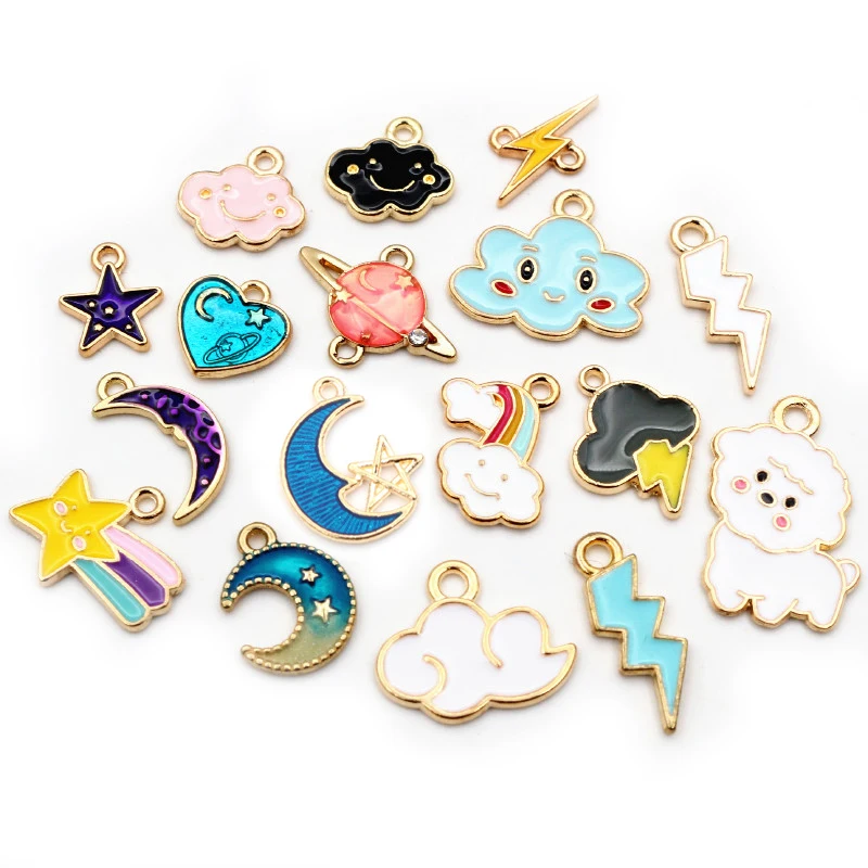 10pcs-Enamel-Cute-Charms-Pendant-for-Jewelry-Making-Supplies-Moon-Star ...