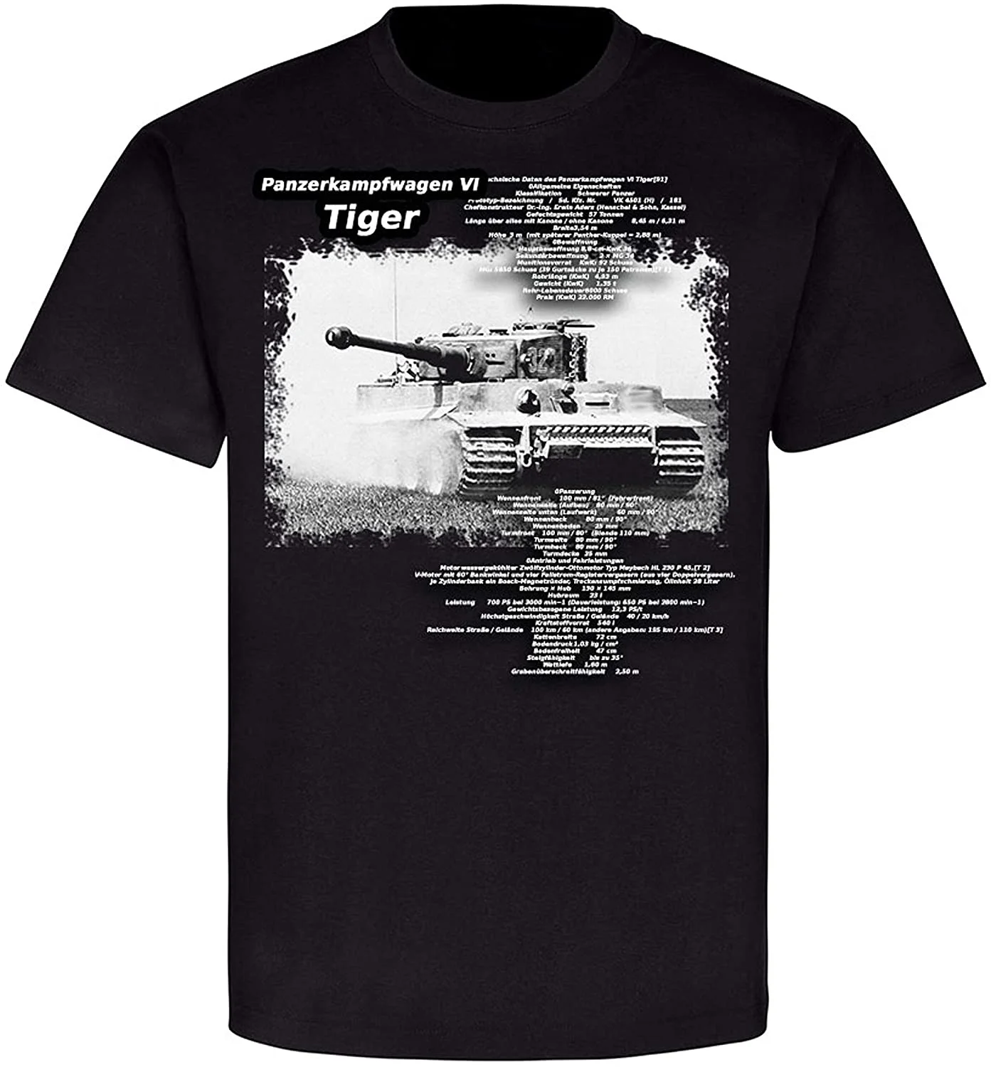 WWII-Wehrmacht-Panzer-VI-Tiger-Tank-Photo-Printed-T-Shirt-100-Cotton-O ...