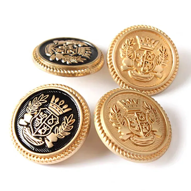 10pcs-Metal-Buttons-Crown-Pattern-Shank-Golden-Buttons-Vintage-College ...