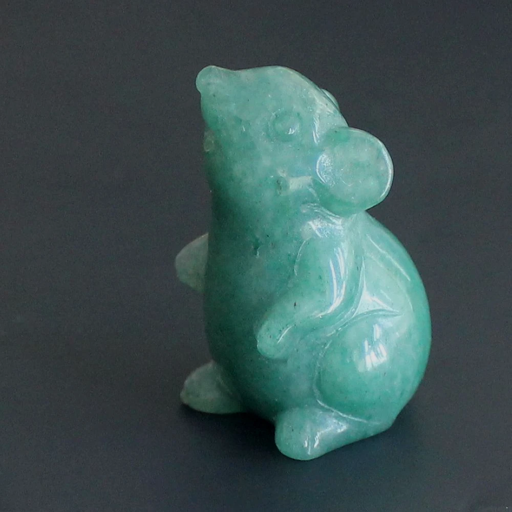 Carved gemstone crystal green aventurine mouse rat figurine animal ...