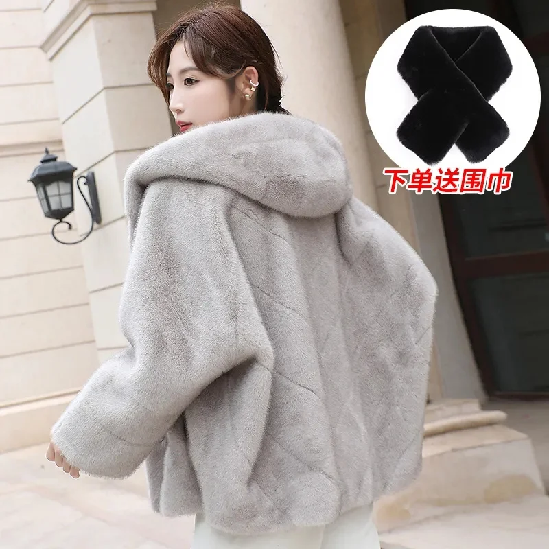 2024-New-Women-s-Imitation-Mink-Fur-Coat-Female-Short-Sleeve-Mink-Fur ...
