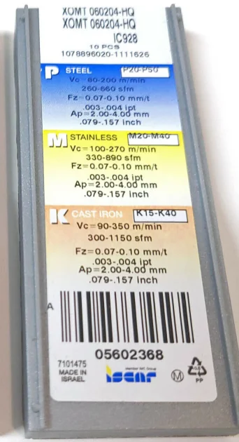 10PCS CARBIDE INSERT XOMT060204-HQ IC928