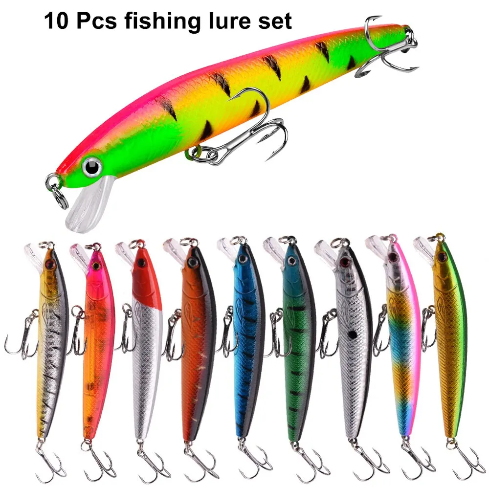 10 Pcs Fishing Lure Set Mini Fishing Hard Bait Minnow Floating Swing Crankbait Crazy Wobblers ...