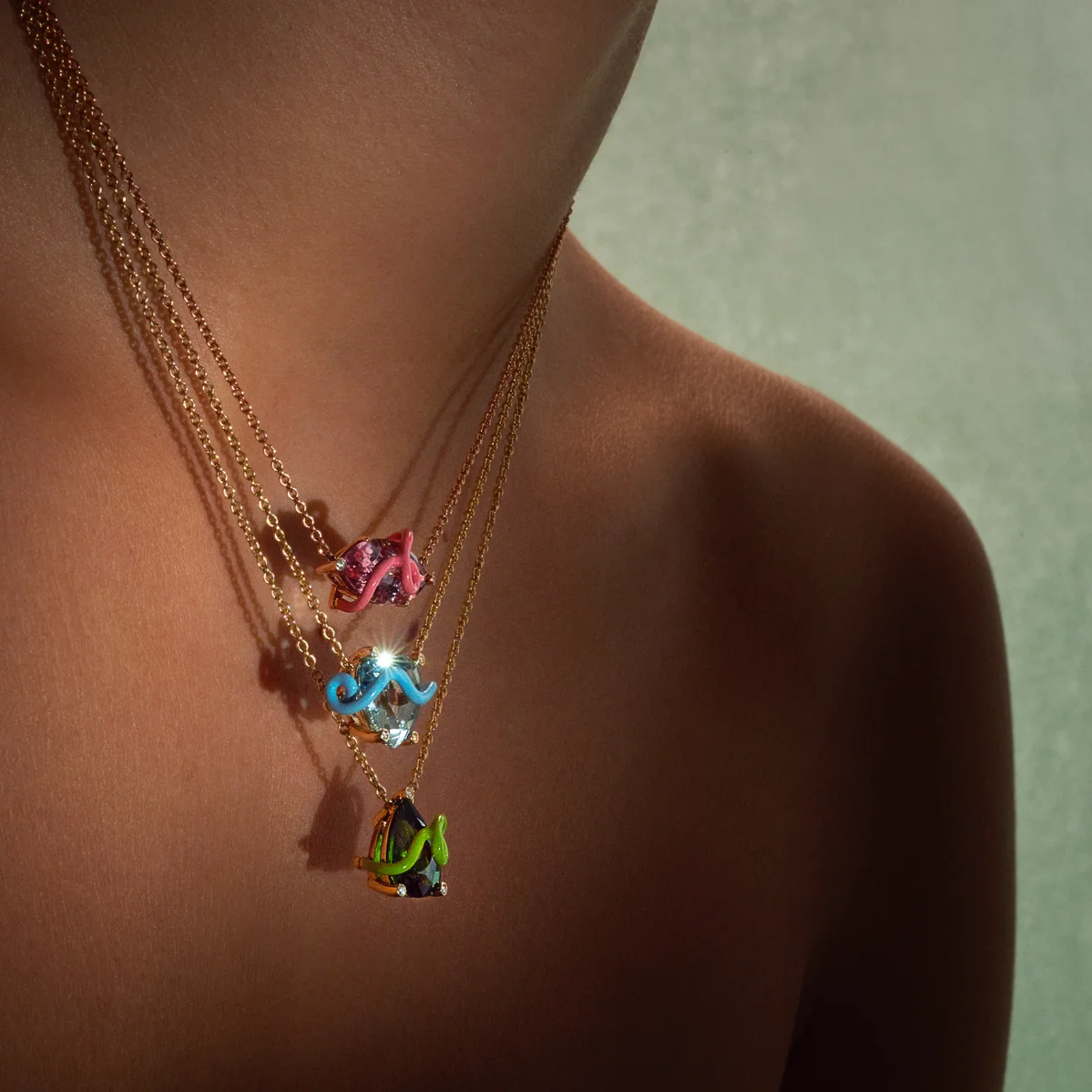 Geometric Heart Marquise Tear Drop Colorful Cubic Zirconia Wrap Enamel ...