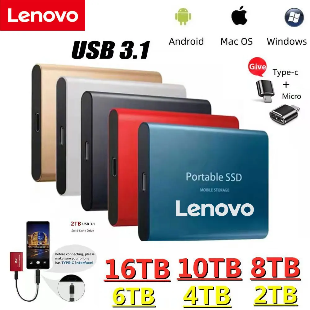 New-Lenovo-Portable-2TB-SSD-4TB-16TB-External-Hard-Drive-Type-C-USB-3-0 ...