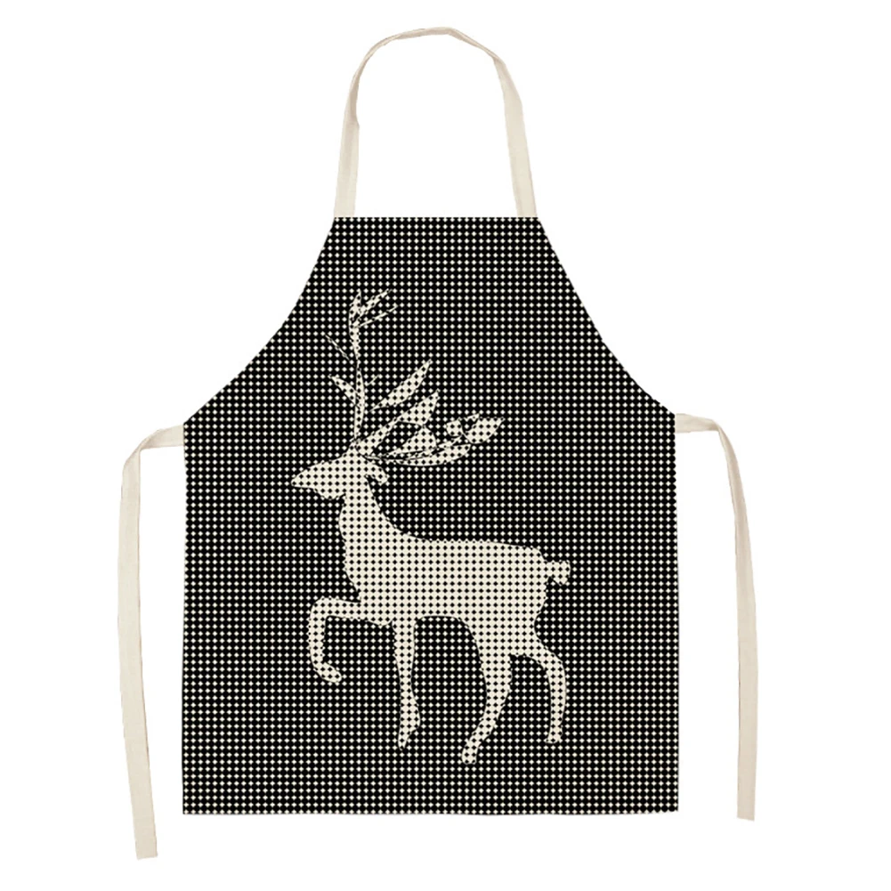 Home-Elk-Deer-Pattern-Printed-Kitchen-Apron-for-Woman-Sleeveless-Linen ...