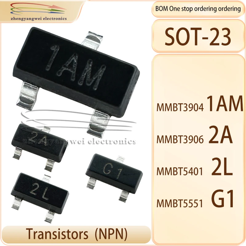 MMBT3906 2A MMBT3904 1AM MMBT5401 2L NPN 50 Uds MMBT5551 G1 PNP SOT-23 ...