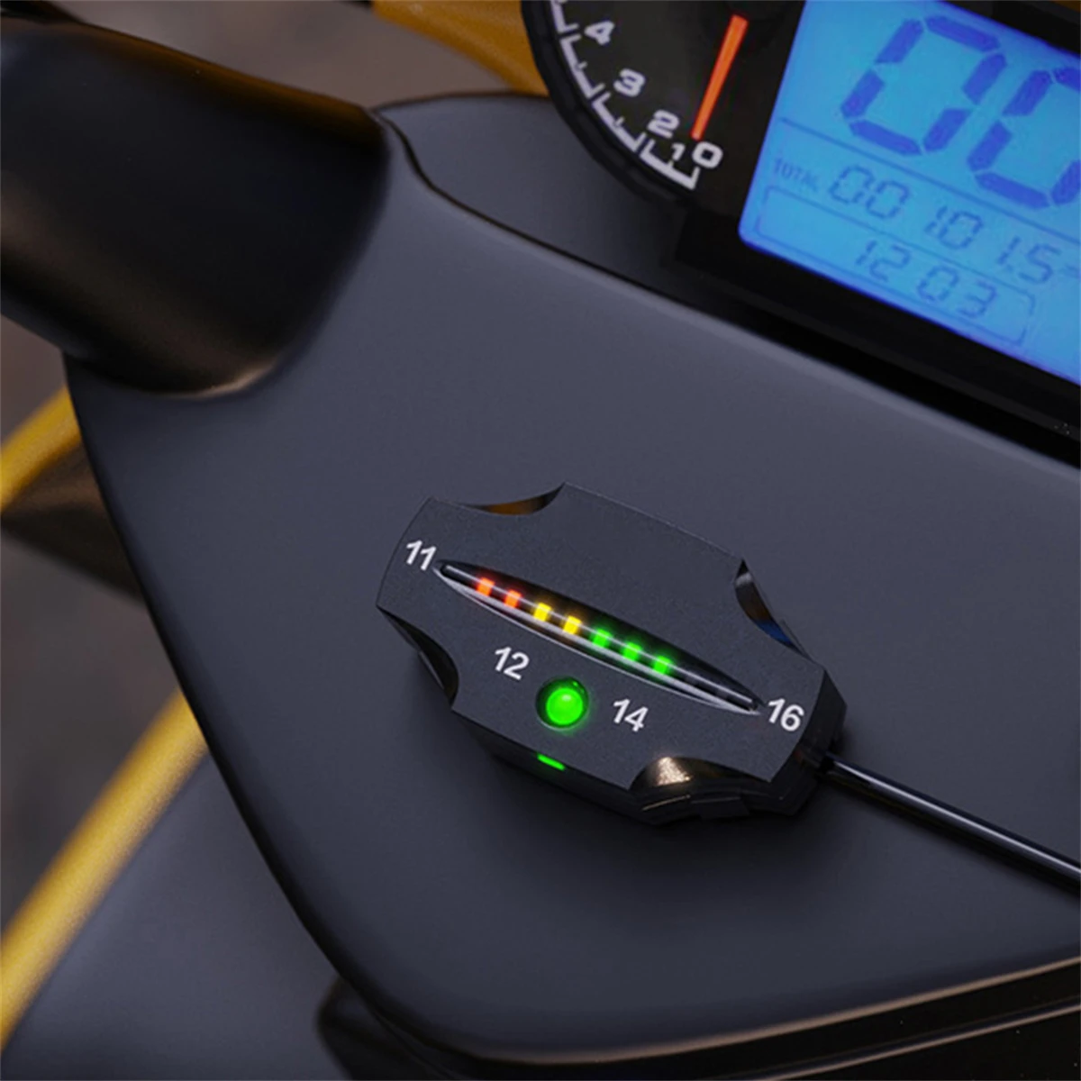 Universal Motorcycle Electric Voltage Meter Volt Tester LED Tricolor ...