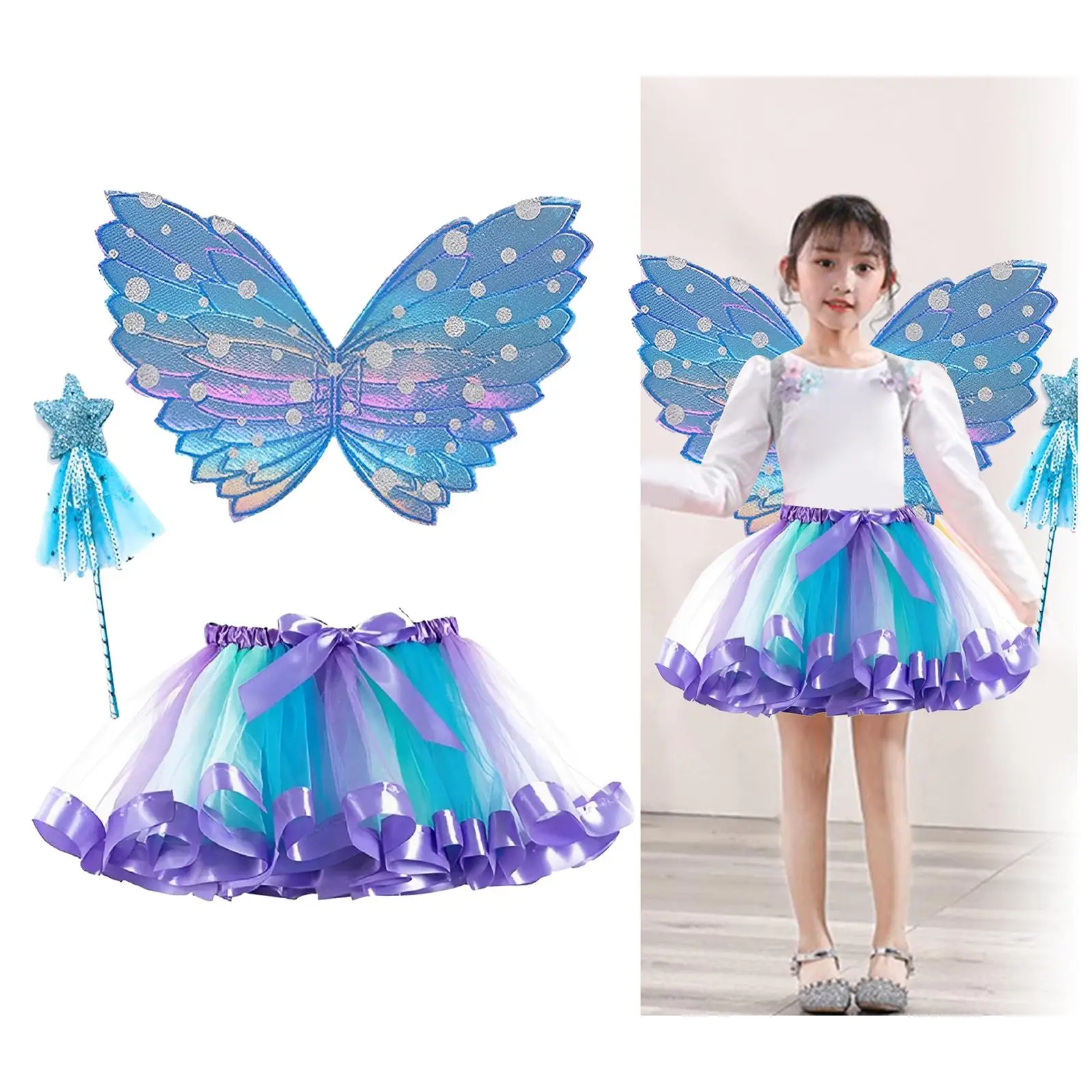 Fairy-Costume-Girls-Angel-Wand-Tutu-Kids-Elf-Cosplay-Butterfly-Wing ...
