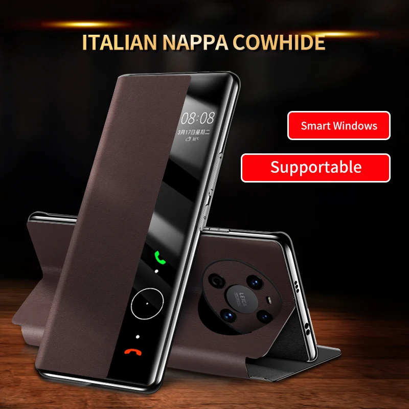 Original Cowhide Leather Smart Flip Case for Huawei Mate 50 Pro 50Pro ...