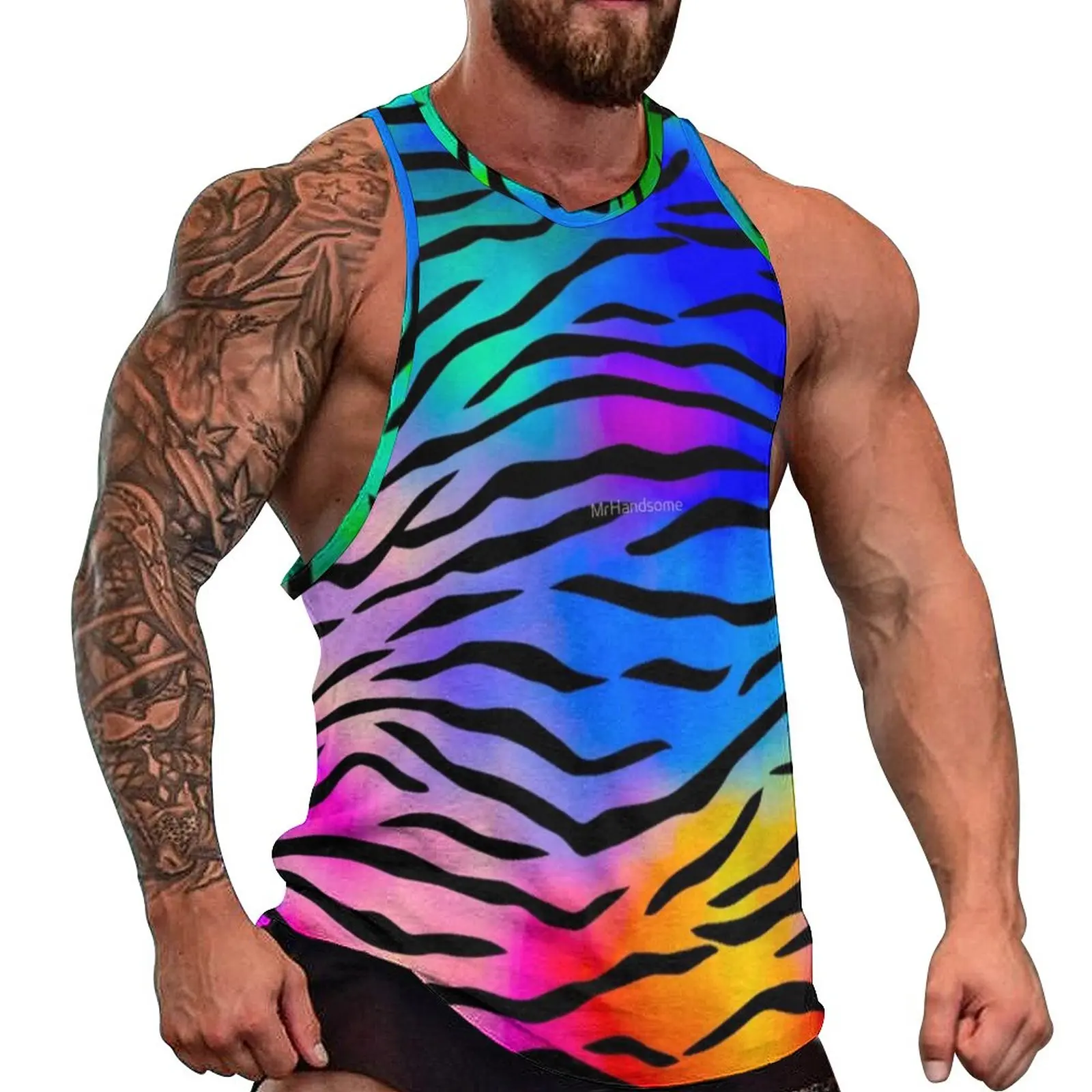 Tiger-Stripes-Tank-Top-Male-Abstract-Line-Print-Fashion-Tops-Summer-Gym ...