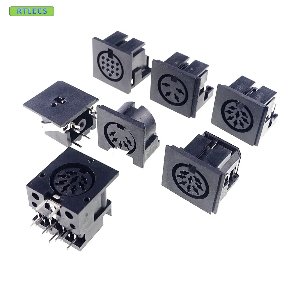 Din Socket 2 3 4 5 6 7 8 Position Female 13 Pin PCB Right Angle Through ...