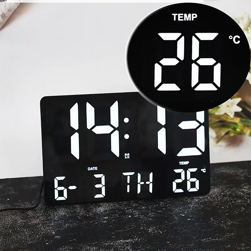 LED-Digital-Wall-Clock-Temperature-Date-and-Day-Display-Electronic-LED ...