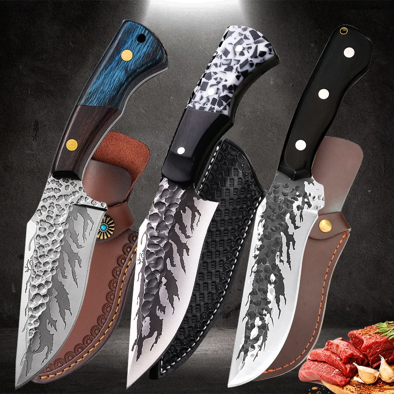 Meat-Cleaver-Hunting-Knife-Handmade-Forged-Camping-Survival-Boning ...