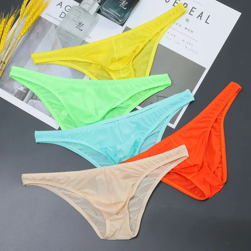 Men's Sexy Underwear Low Waist Men Briefs Translucent Bikini Skinny ...