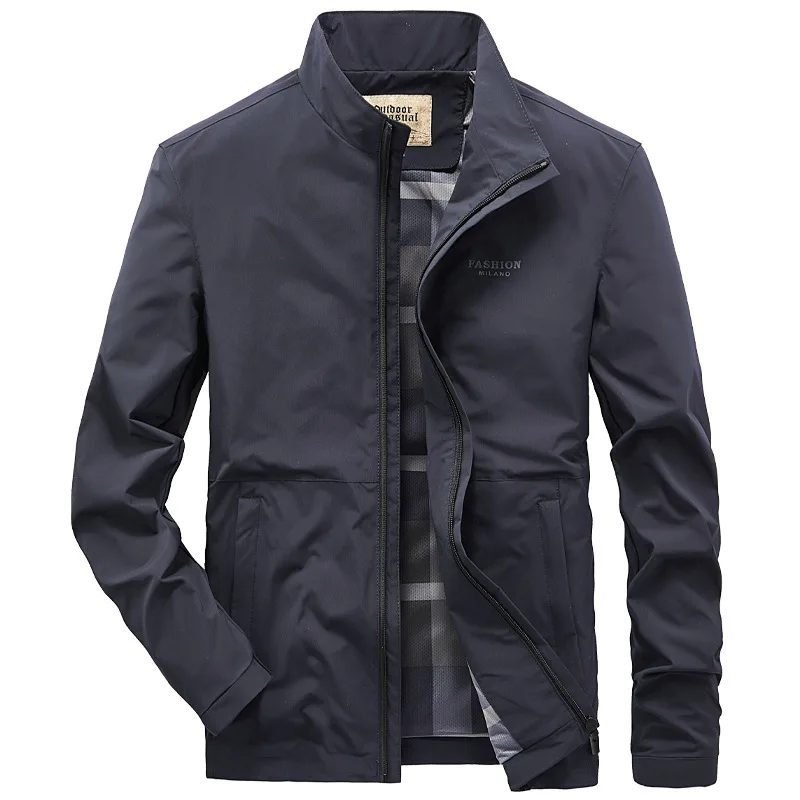 Spring-Autumn-Jacket-Men-Solid-Color-Stand-Collar-Business-Casual ...