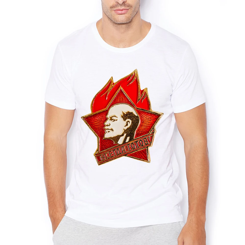 CCCP Soviet Union Lenin Young Pioneers badge cool USSR t shirt men ...