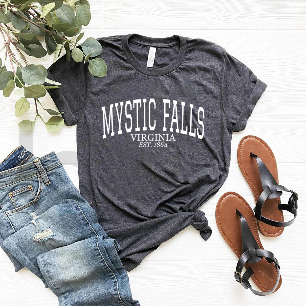 Camiseta-de-la-serie-de-Tv-de-Vampire-Diaries-Mystic-Falls-de-los ...