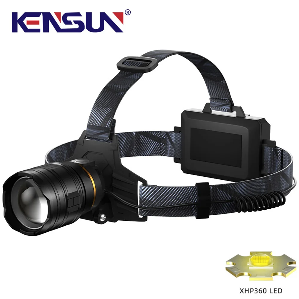 KENSUN-linterna-frontal-XHP360-superbrillante-foco-con-Zoom-telesc-pico ...