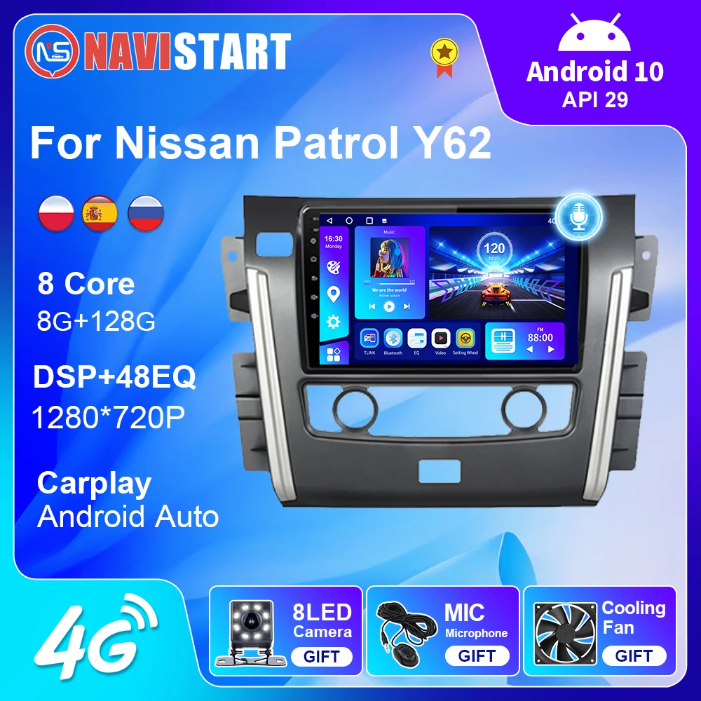 NAVISTART-Android-10-6G-128G-Autoradio-Car-Radio-For-Nissan-Patrol-Y62 ...