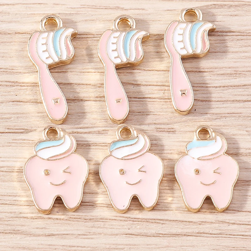 10pcs-Cartoon-Enamel-Toothbrush-Teeth-Charms-for-Jewelry-Making-Drop ...