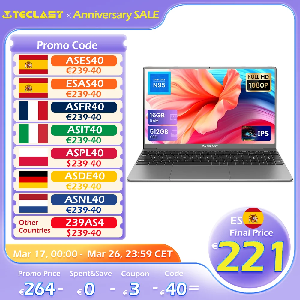 TECLAST F16Pro Laptop 16/512GB z EU za $216.99 / ~851zł - LowcyChin.pl