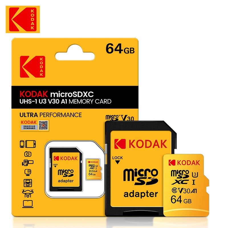 Kodak-TF-card-32gb-64gb-128gb-256gb-100Mb-s-Ultra-Micro-SD-Class10-U3 ...