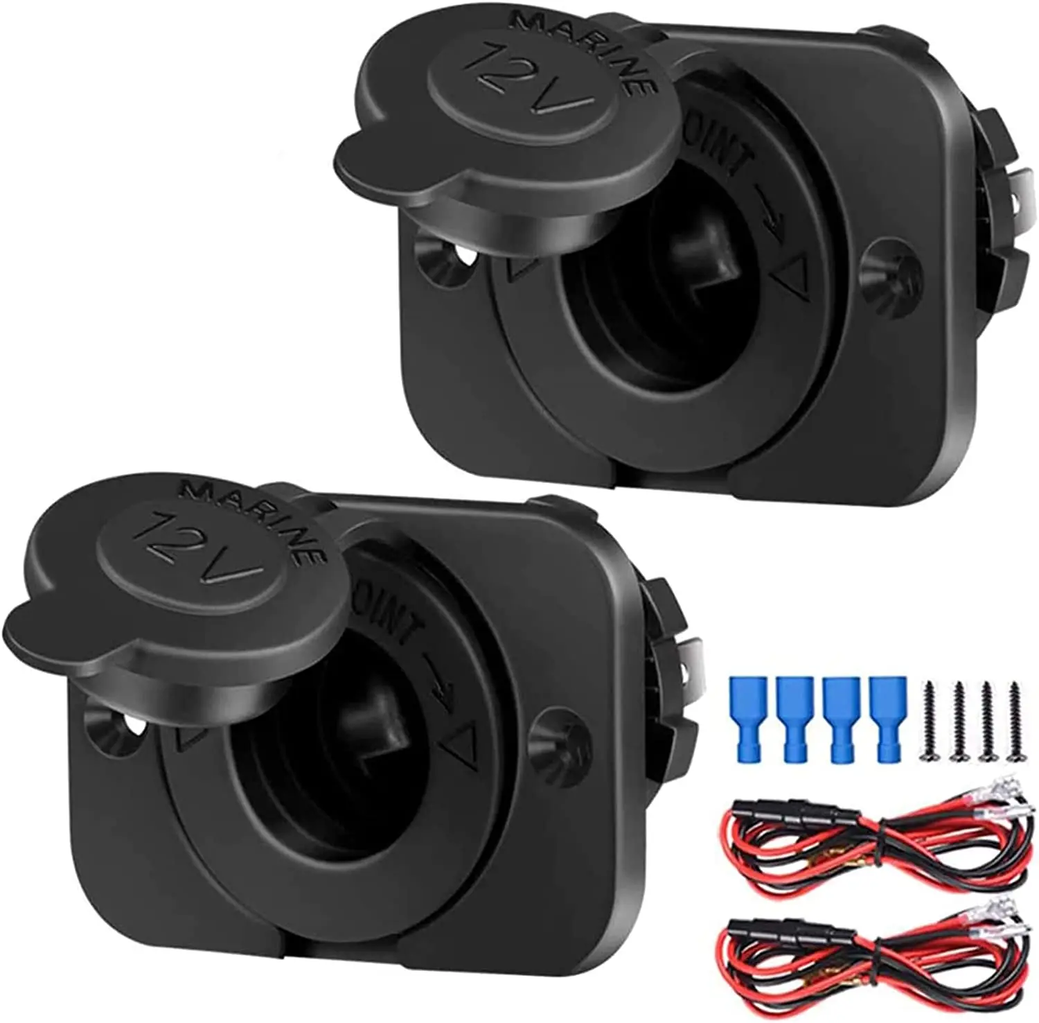 2 Piece 12v Cigarette Lighter Socket Automobile And Marine Motorcycle ...