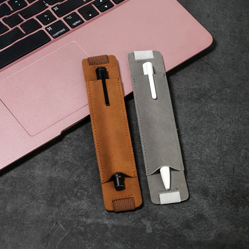 Adjustable Elastic Band Pen Holder PU Leather Pen Sleeve Pouch Elastic ...